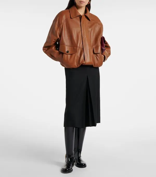 Saint Laurent Julia Leather Knee-high Boots
