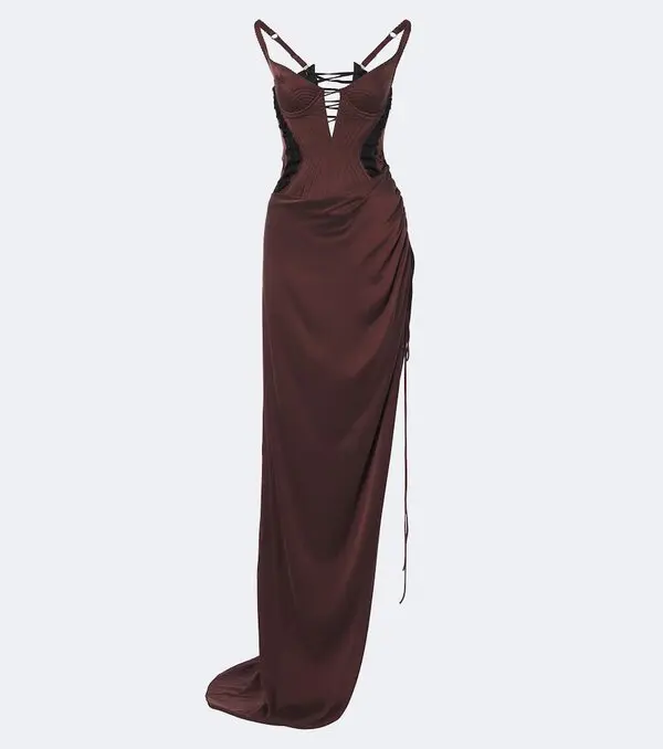 MARIA LUCIA HOHAN Ruched Corset Gown - Brown