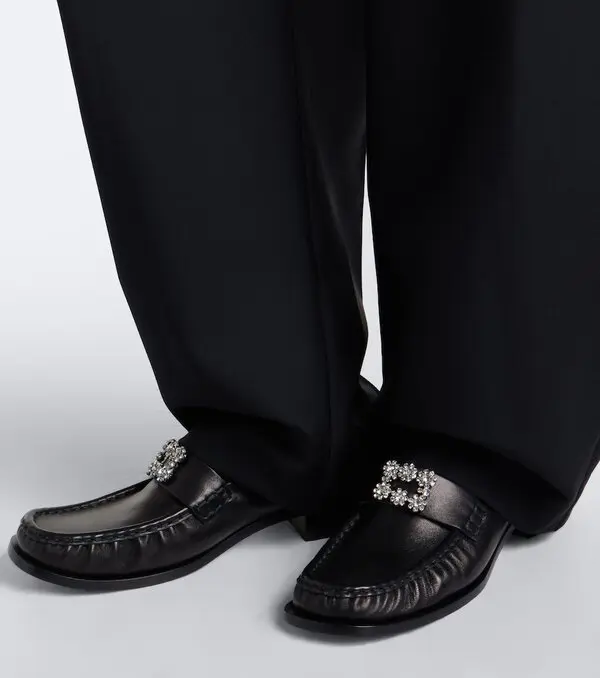 ROGER VIVIER Embellished Leather Loafers