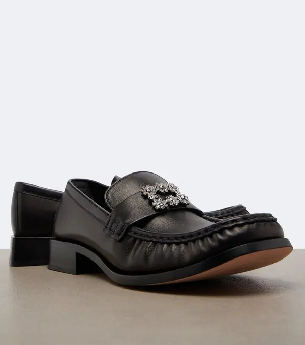 ROGER VIVIER Embellished Leather Loafers