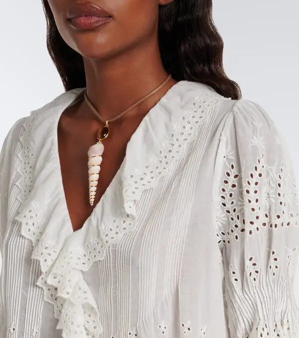 DÔEN Henri Broderie Anglaise Cotton Blouse - White