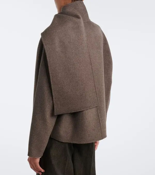 Max Mara Virgin Wool Scarf-detail Jacket - Brown