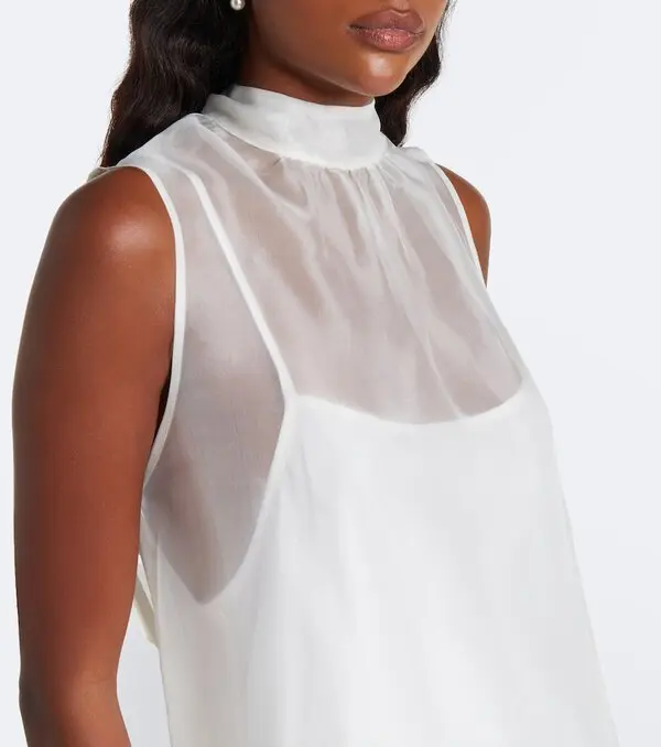 Staud Albee Feather-trimmed Silk Minidress
