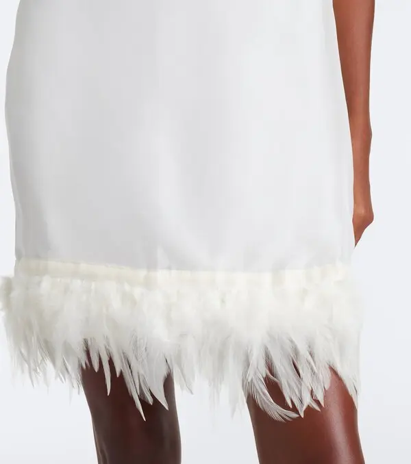 Staud Albee Feather-trimmed Silk Minidress