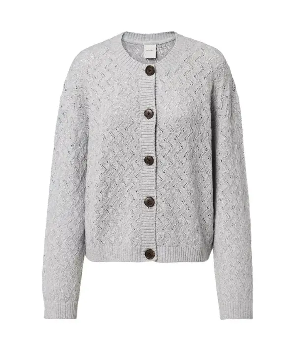 Varley Hossler Pointelle Cotton-blend Cardigan - Grey