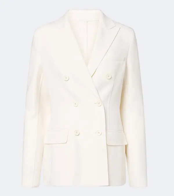 Fendi Double-breasted Virgin Wool Blazer - White