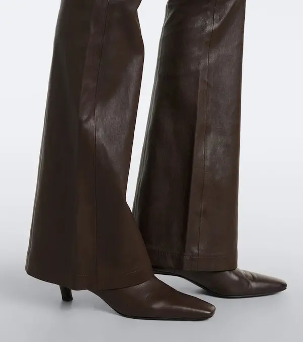 Vince Leather Flared Pants Smoked Truffle
