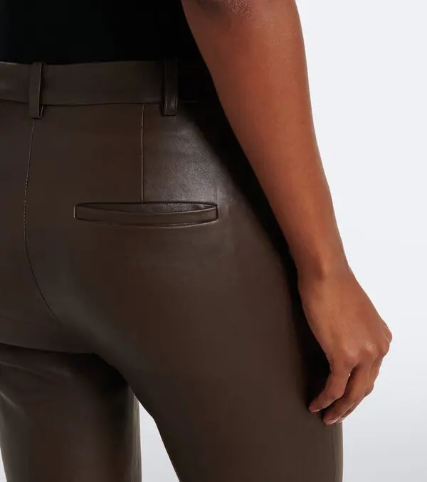 Vince Leather Flared Pants Smoked Truffle