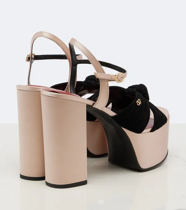 Valentino Garavani Suede Platform Sandals With Satin Trim
