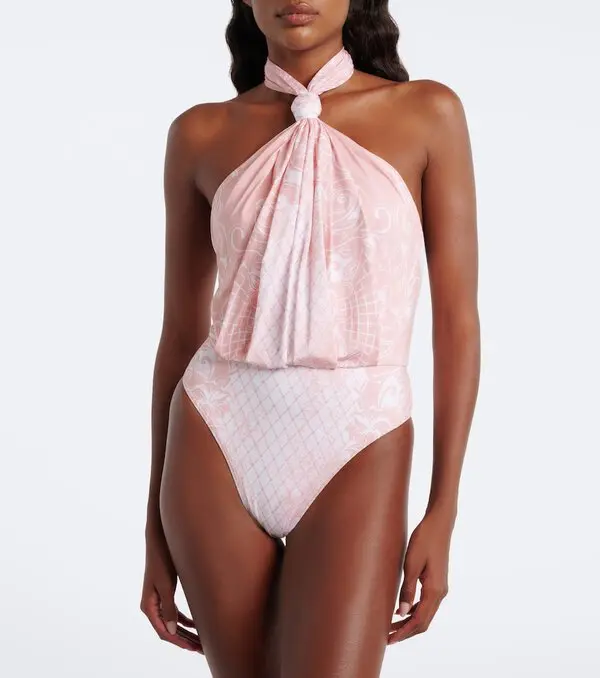 Balmain Halterneck Printed One Piece