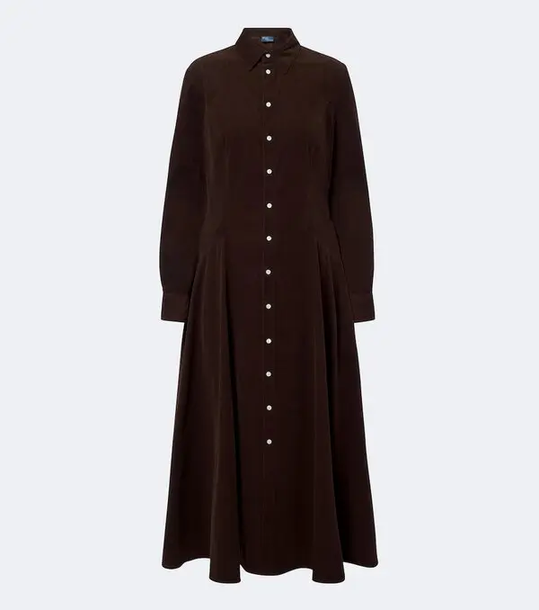 Polo Ralph Lauren Corduroy Midi Dress - Brown