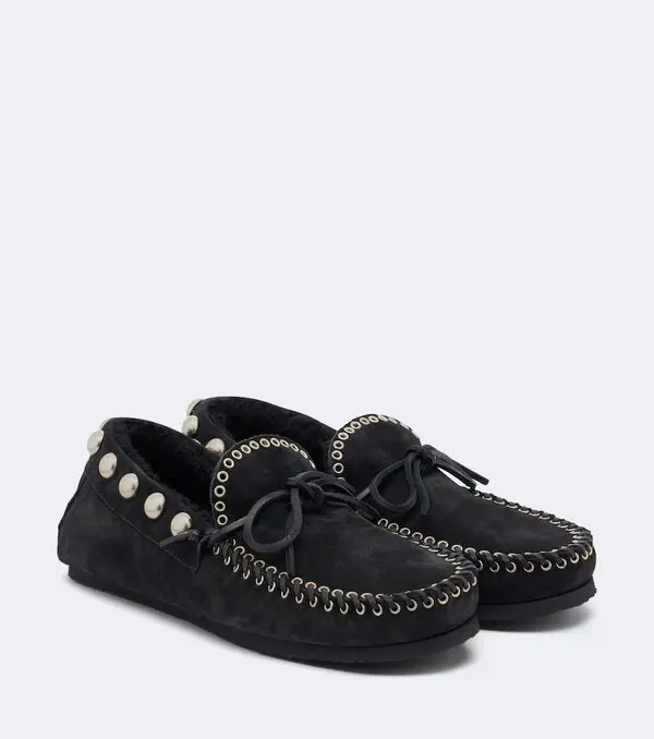 Isabel Marant Étoile Fitza Shearling-lined Suede Loafers - Black