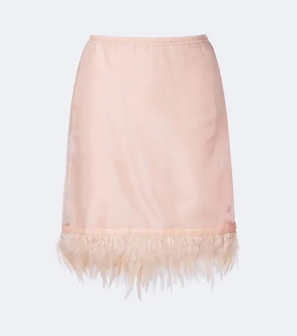 Staud Lark Feather-trimmed Silk Miniskirt - Pink