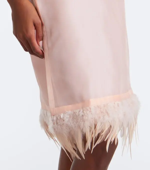 Staud Lark Feather-trimmed Silk Miniskirt - Pink