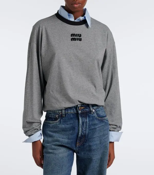 Miu Miu Oversized Cotton Jersey T-shirt