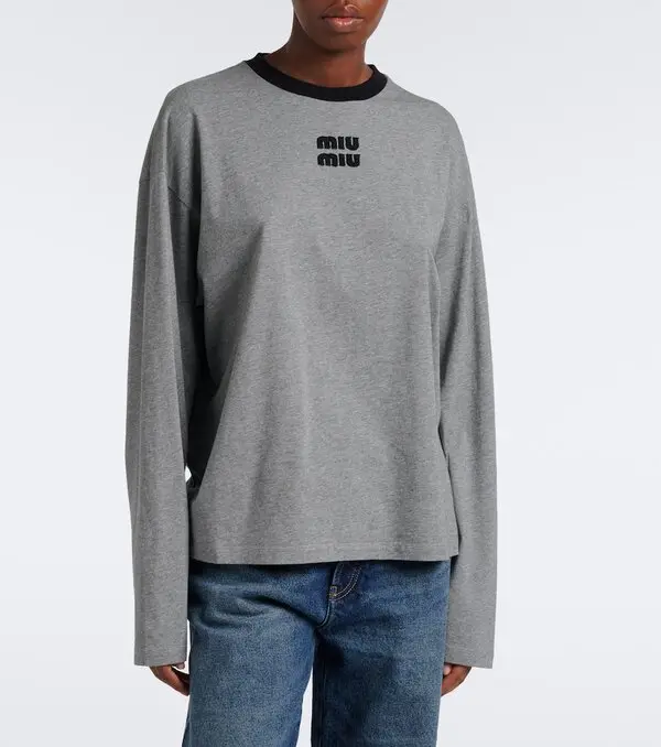Miu Miu Oversized Cotton Jersey T-shirt