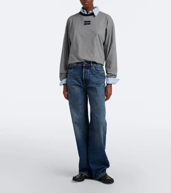 Miu Miu Oversized Cotton Jersey T-shirt