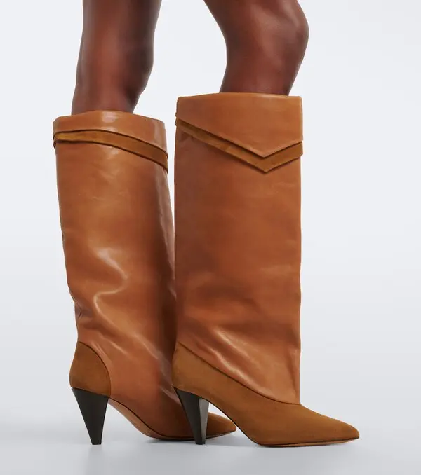 Isabel Marant Étoile Lezra Suede And Leather Knee-high Boots - Brown