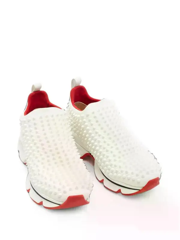 CHRISTIAN LOUBOUTIN Embellished Slip-on Sneakers - White