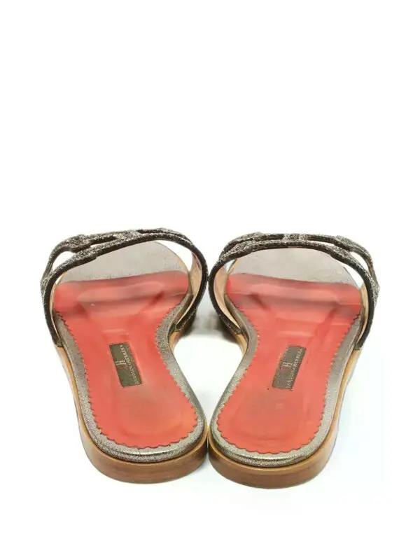 Carolina Herrera Initials Insignia Crystal Embellished Slides