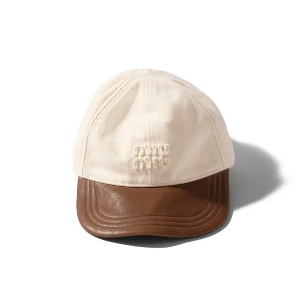 Miu Miu Drill And Nappa Leather Baseball Cap