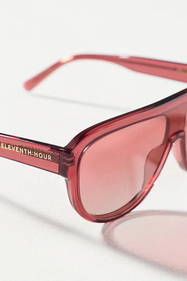 ELEVENTH HOUR Translucent Aviator Sunglasses - Rose