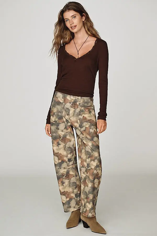 PILCRO Len Wool Henley Sweater - Chicory Coffee