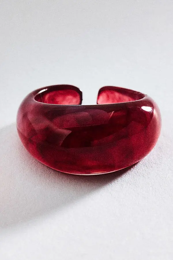 Anthropologie Iridescent Chunky Resin Ring - Wine