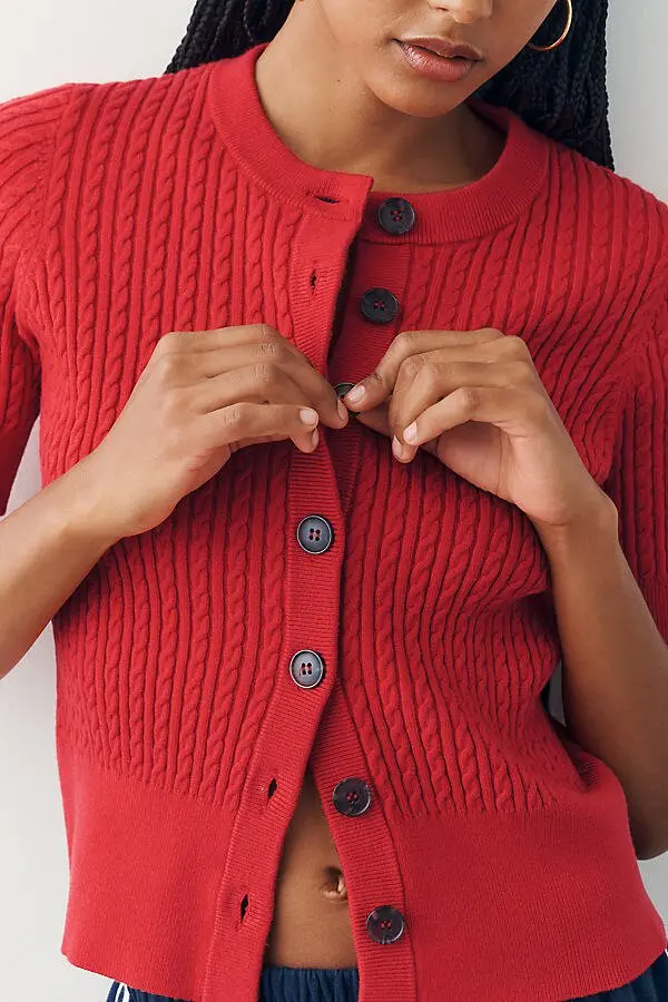 Varley Rhys Short Sleeve Cardigan Top