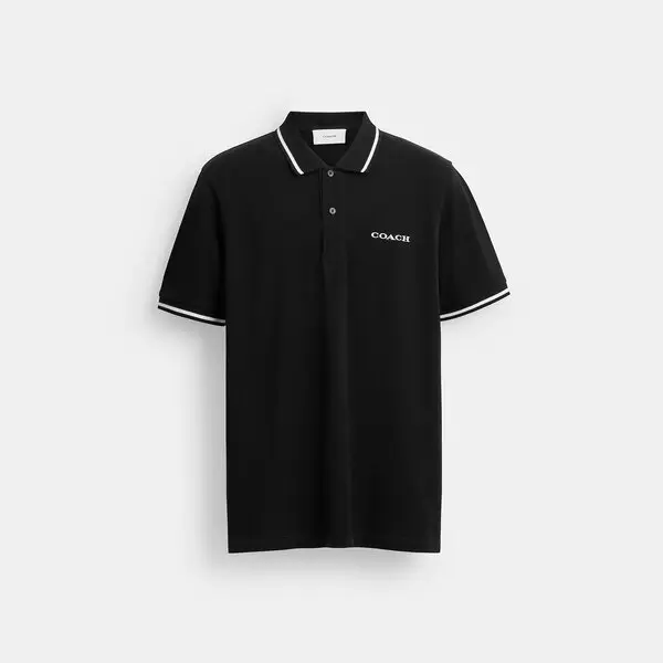 COACH Signature Trim Polo In Organic Cotton - Black