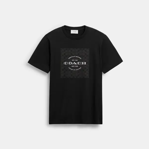 COACH Signature Square T-shirt In Organic Cotton - Black