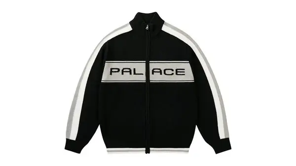 PALACE Full Zip Ribbed Knit Sweater