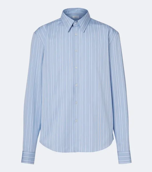 Saint Laurent Striped Cotton Poplin Shirt - Blue
