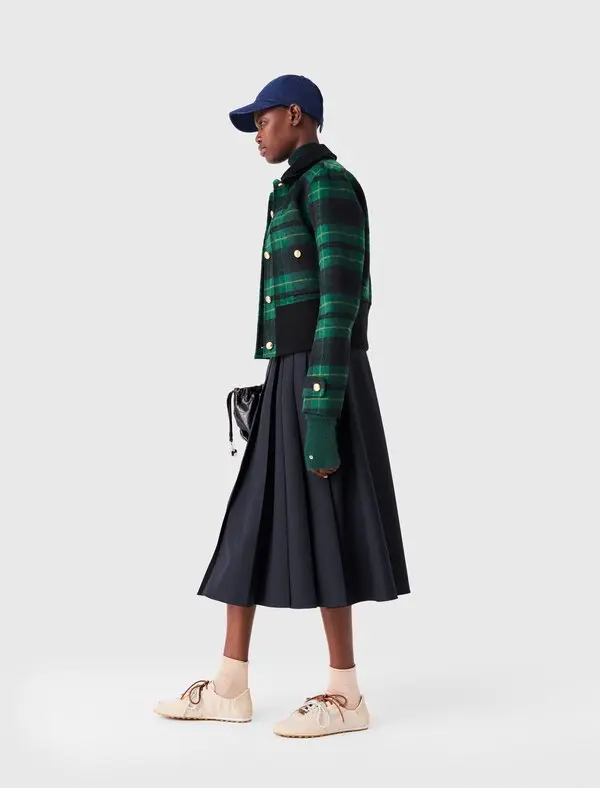 Maje Reversible Cropped Check Jacket