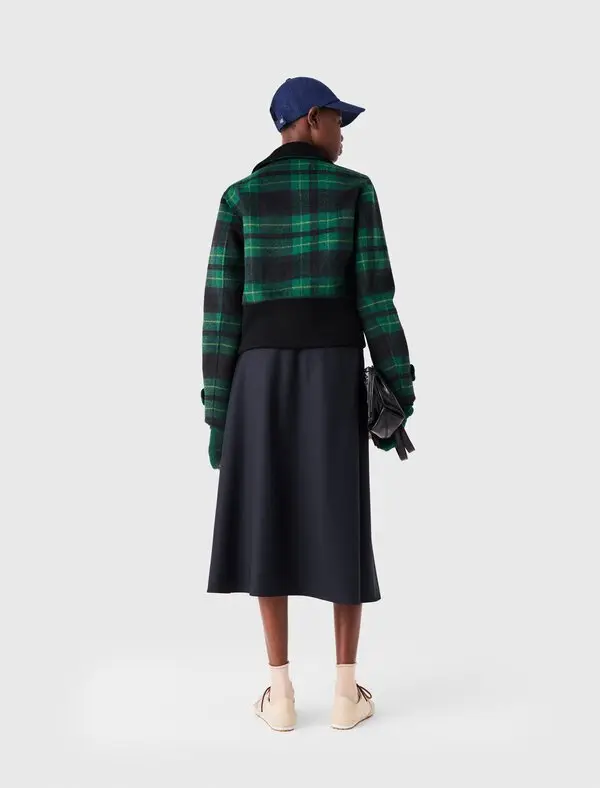 Maje Reversible Cropped Check Jacket