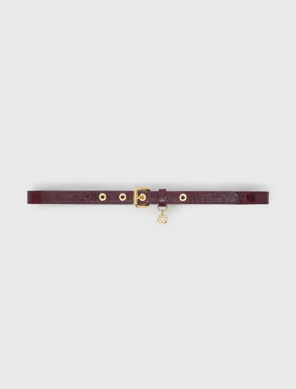 Maje Slim Leather Belt With Eyelets