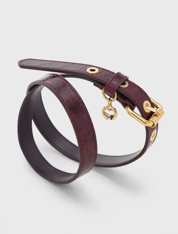 Maje Slim Leather Belt With Eyelets