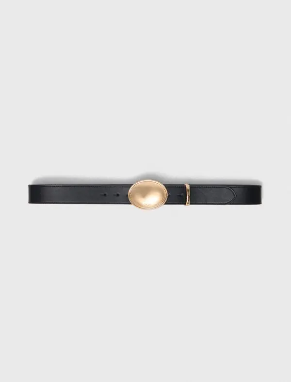 Maje Leather Belt With Oval Buckle