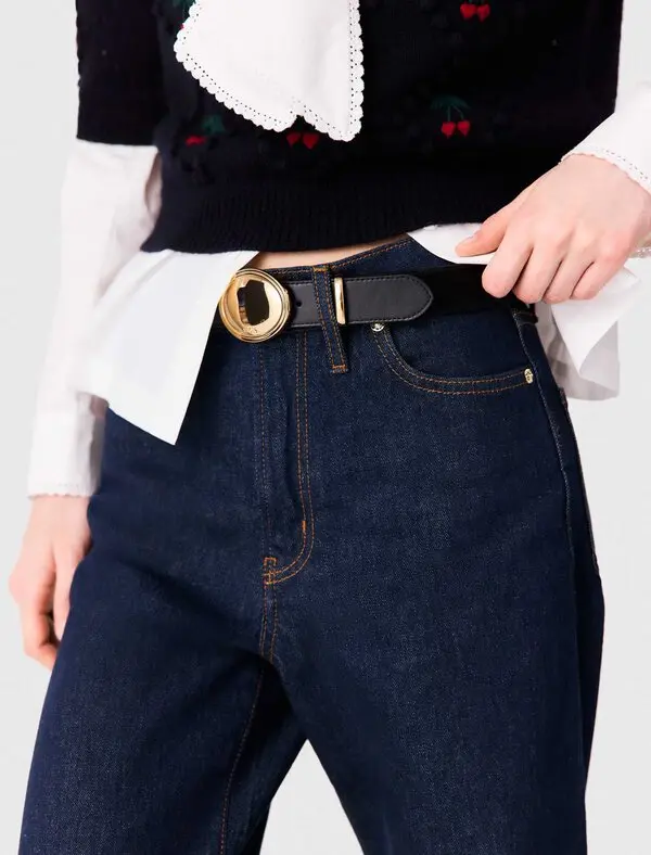Maje Leather Belt With Oval Buckle