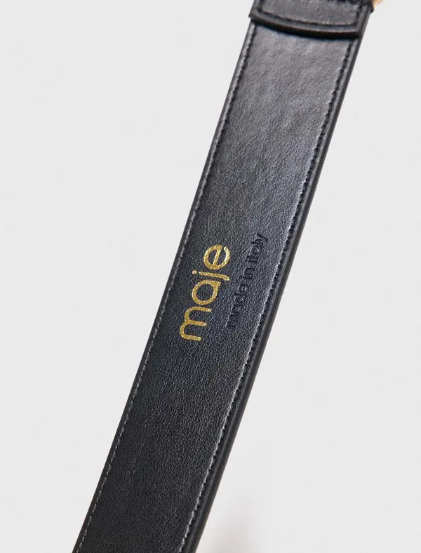 Maje Leather Belt With Oval Buckle