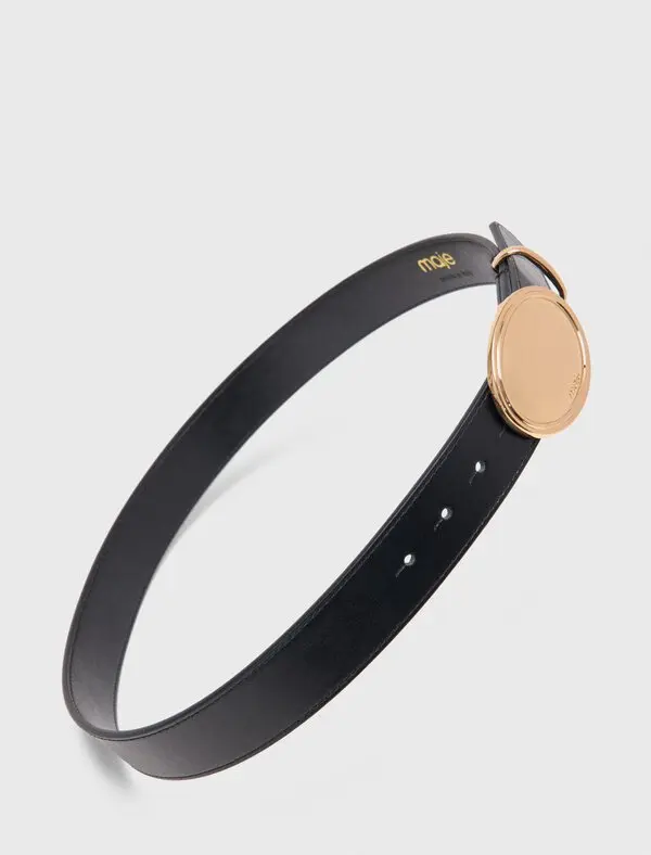 Maje Leather Belt With Oval Buckle
