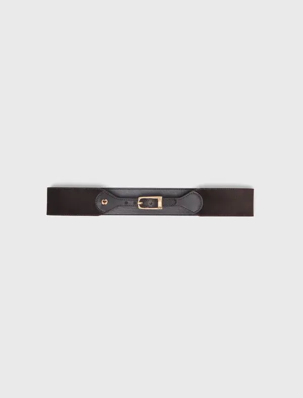 Maje Mixed Suede And Leather Corset Belt - Dark Brown