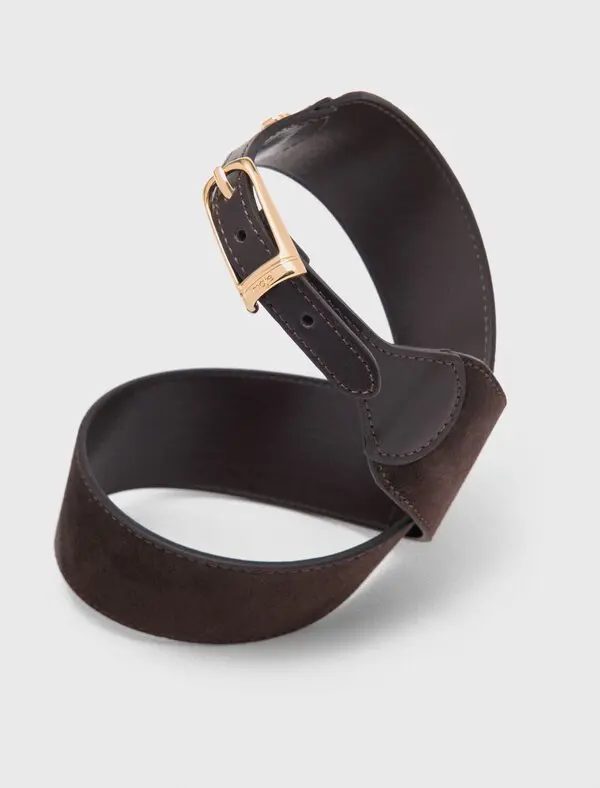 Maje Mixed Suede And Leather Corset Belt