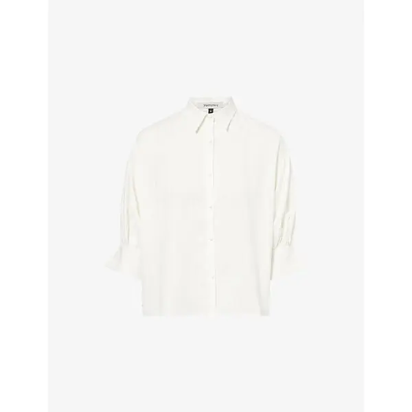 YASMINA Q Lina Flared Cuff Linen-blend Shirt