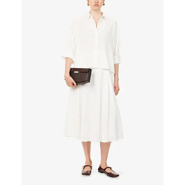 YASMINA Q Lina Flared Cuff Linen-blend Shirt