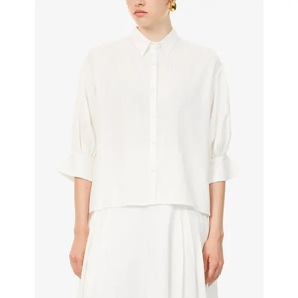 YASMINA Q Lina Flared Cuff Linen-blend Shirt
