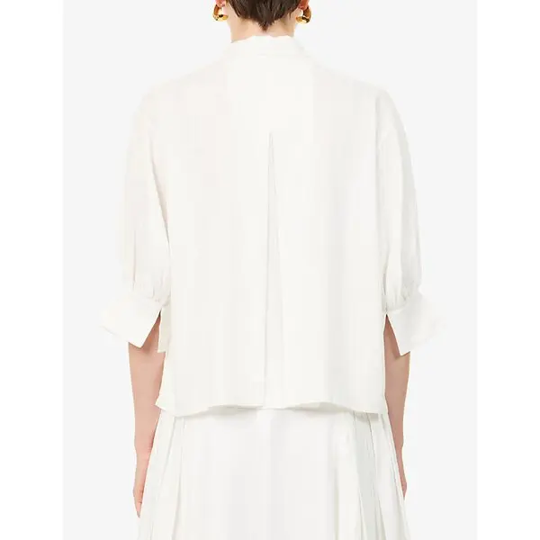 YASMINA Q Lina Flared Cuff Linen-blend Shirt
