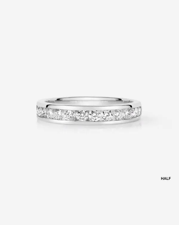 Ring Concierge Round Lab Diamond Channel Set Half Wedding Band - Platinum
