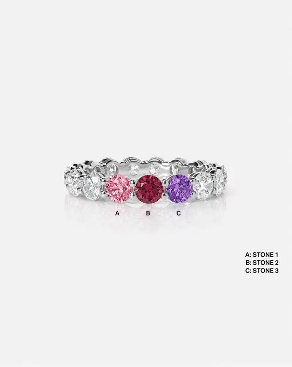 Ring Concierge Round Lab-grown Diamond And Birthstone Eternity Band - Platinum