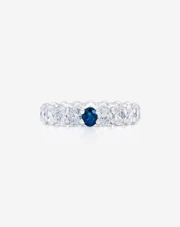 Ring Concierge Oval Diamond And Birthstone Eternity Band Wedding Band - Platinum